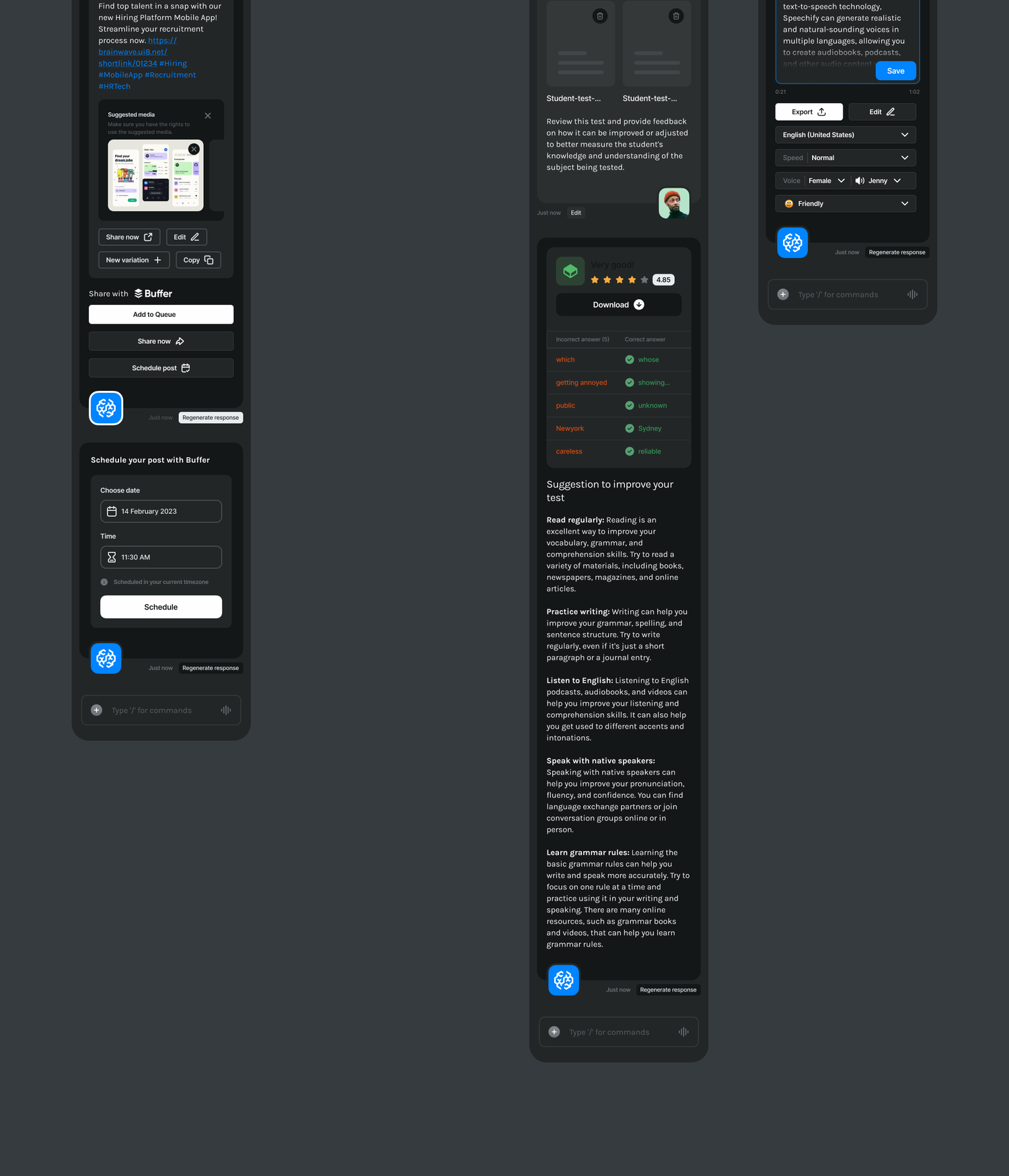 A01 双配色Ai人工智能ChatGPT聊天机器人社交App应用ui界面设计Fig设计套件Brainwave – AI iOS UI Kit _ 果觅网（gooodme）